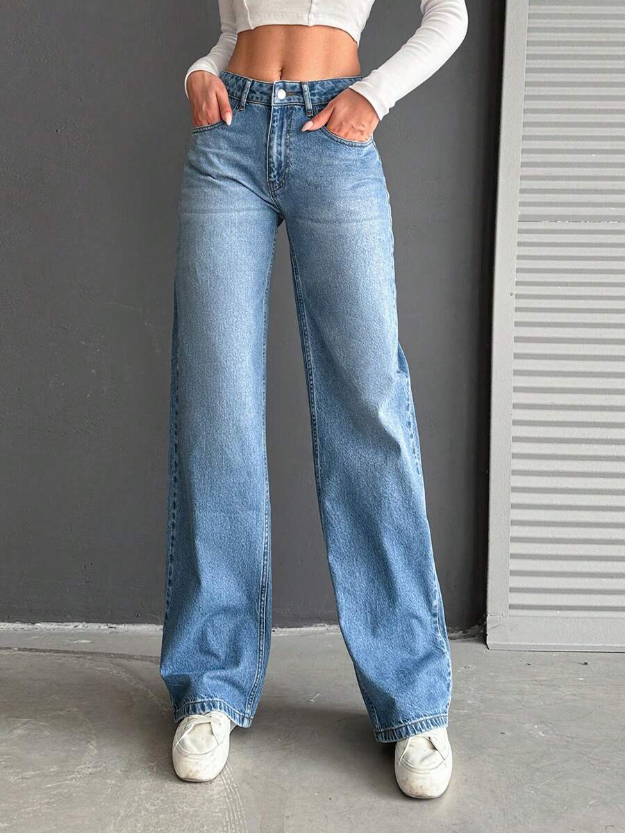 SHEIN Tall 100%Cotton LOW WAIST WIDE LEG LONG HEM TALL JEAN | SHEIN USA
