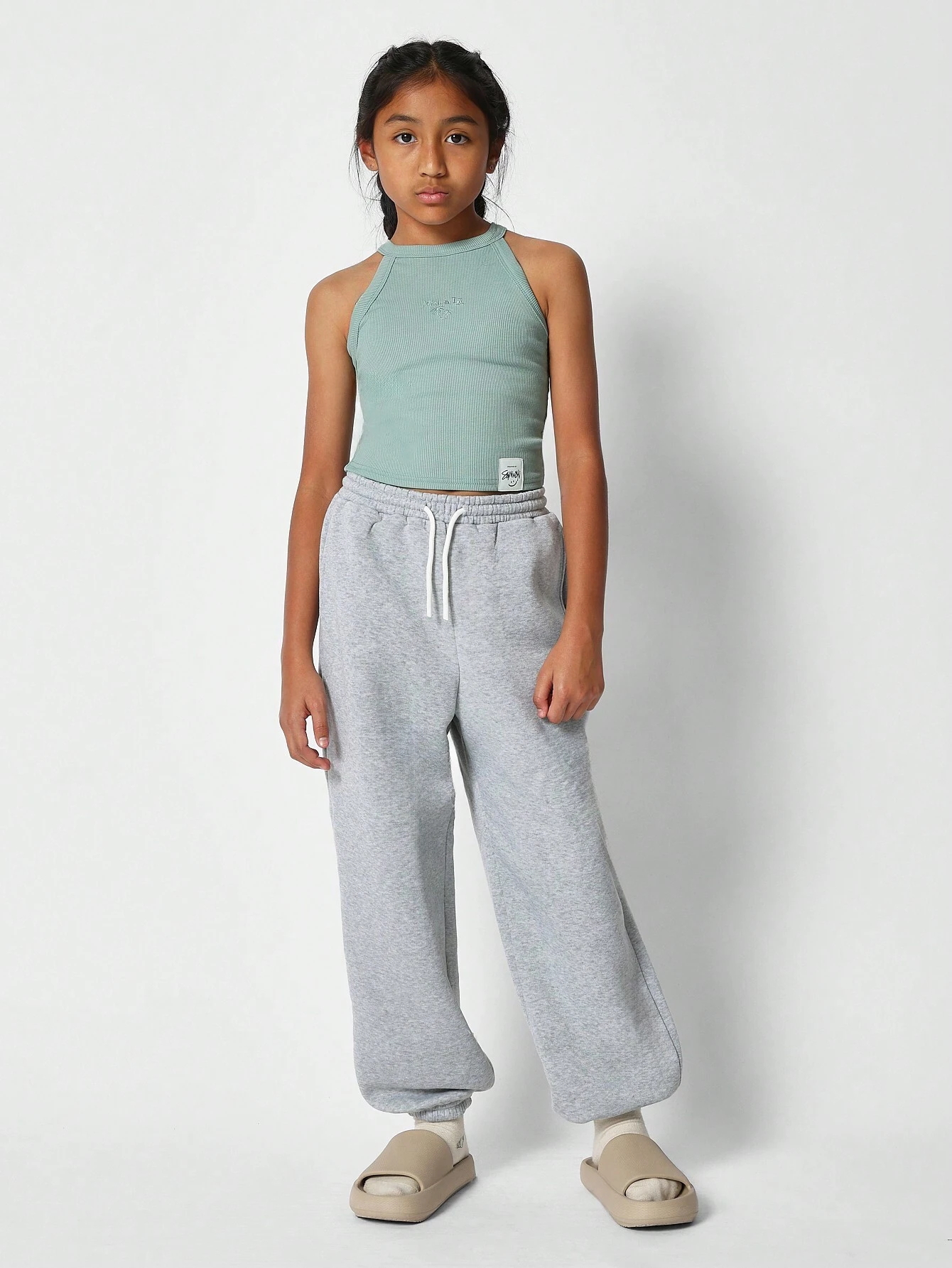 SUMWON Tween Girls Ribbed Tank Top With Embroidery Back To School ...