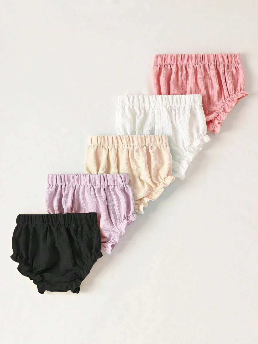 SHEIN 5pcs Baby Girls' Summer Lightweight Bud Shorts, Casual And Cute ...