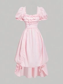 SHEIN MOD Summer Rave Festival Many Ways To Wear Pink Puff Sleeve Dress ...