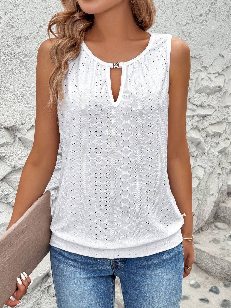 Chiquease Women's Burned Flower Embroidered Sleeveless Tank Top With ...