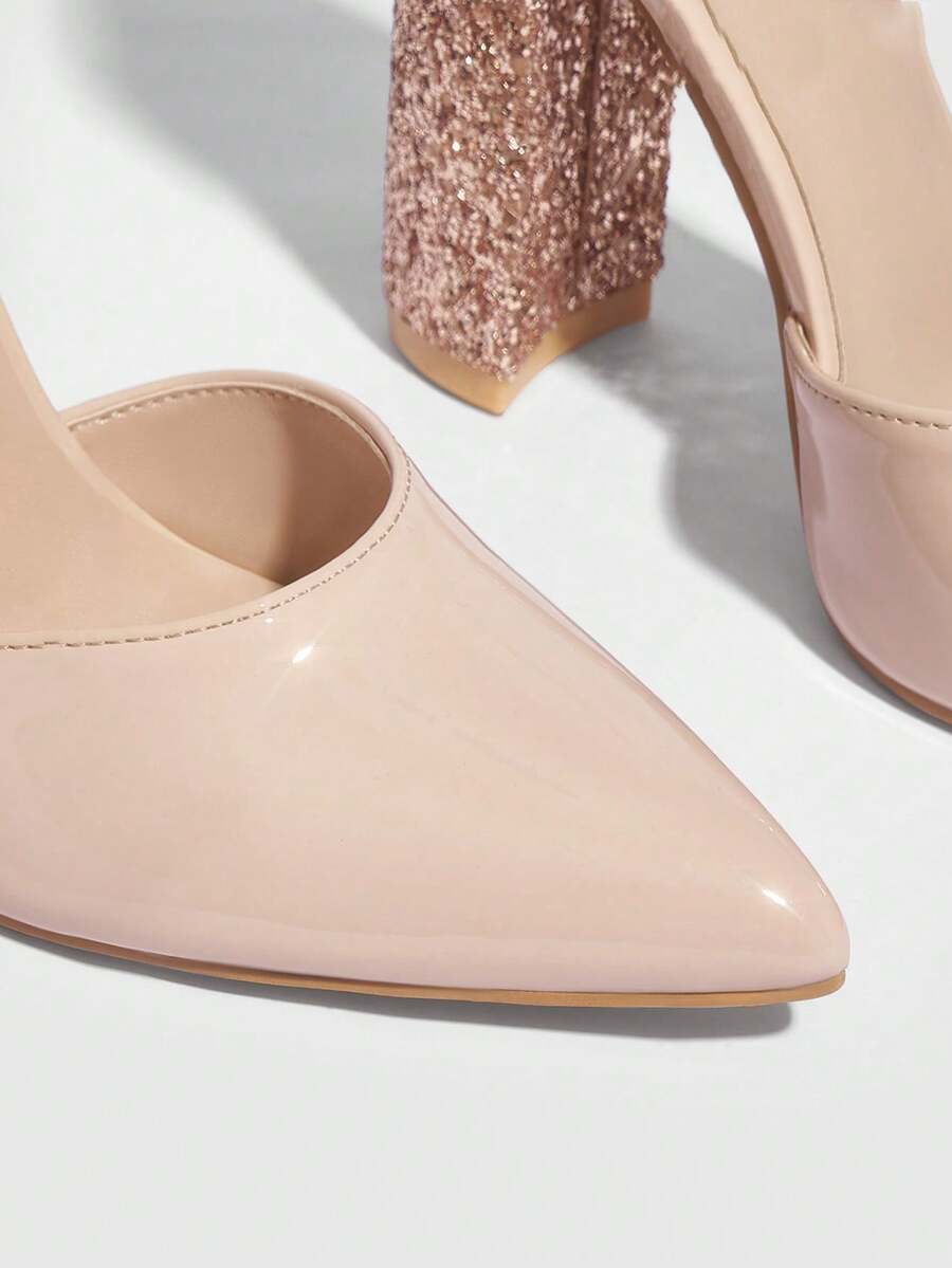 CUCCOO SZL Woman Shoes Pointed Toe Chunky Heel Color-Blocked Pumps ...