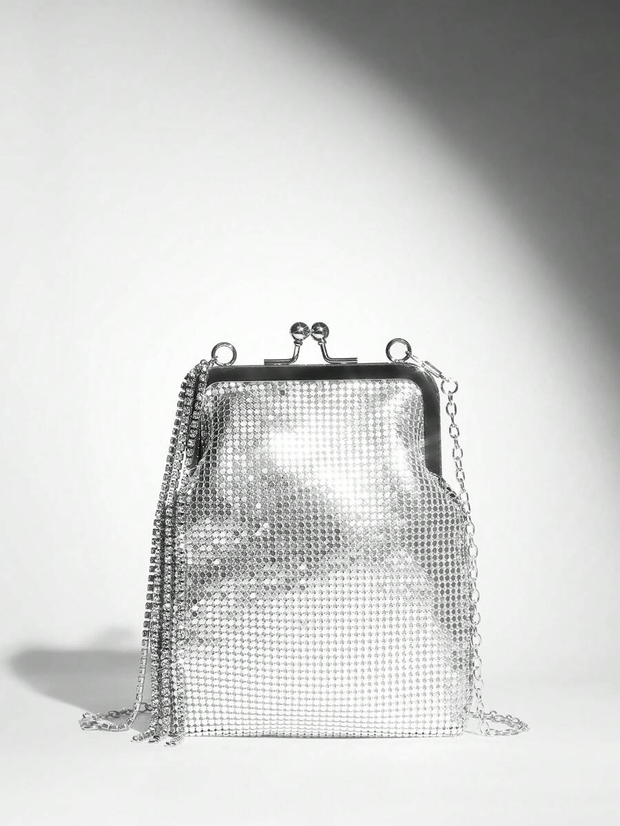 SHEIN BAE Women Fashionable Metal Clip Mouth Shoulder Bag, Suitable For ...