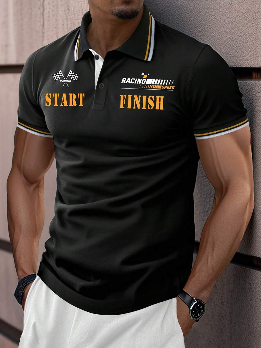 Manfinity LEGND Men's Summer Polo Shirt With Racing Elements, Color ...