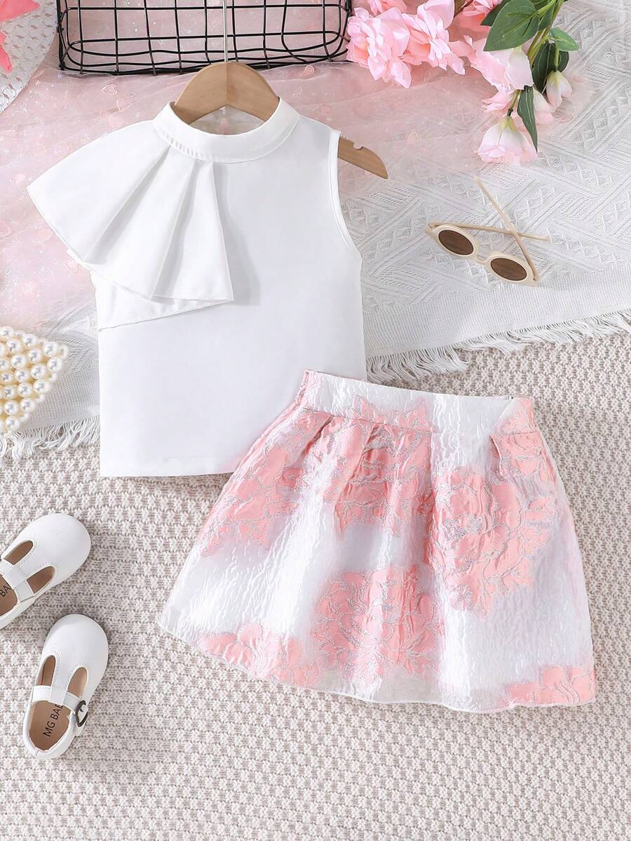 SHEIN Conjunto de Saia e Top com Babados para Menina Dama de Honra ...