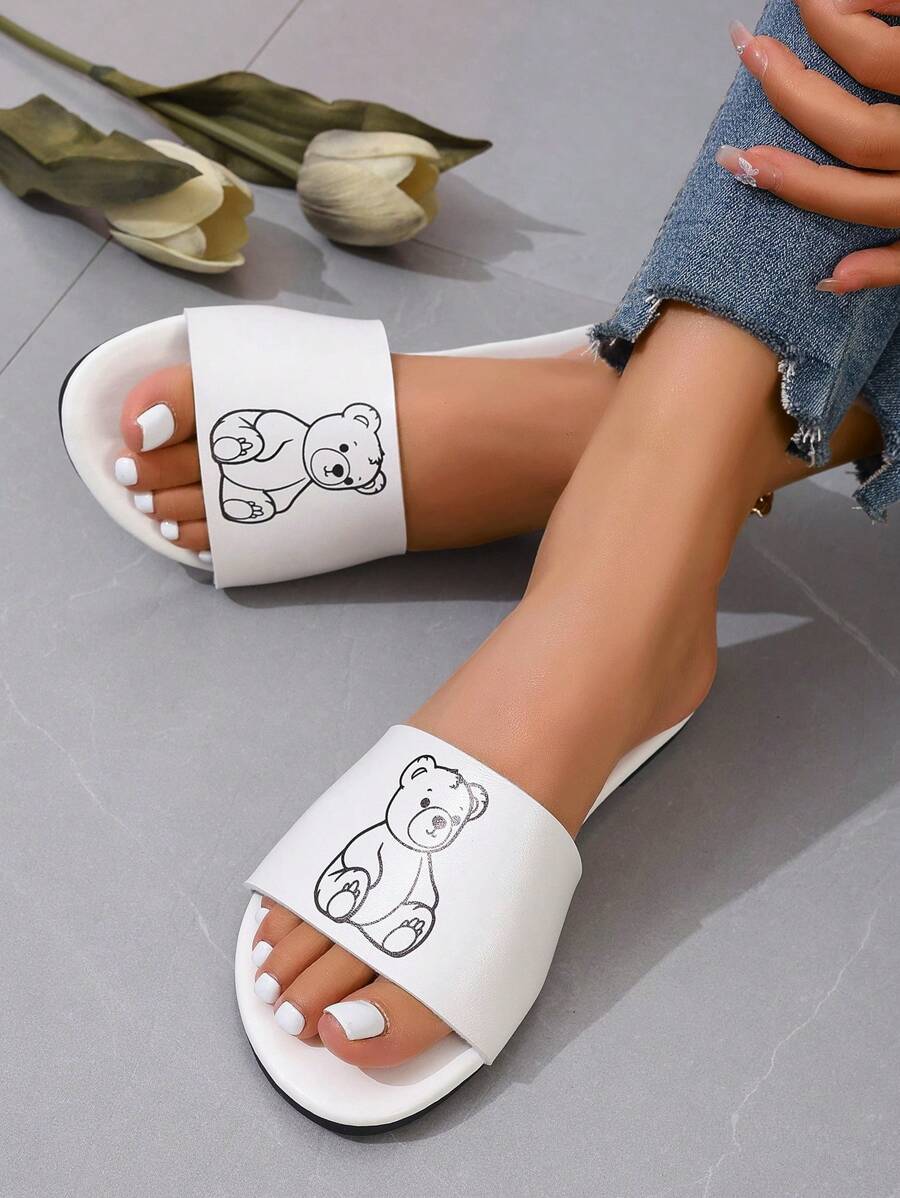 Chancletas de moda para mujer con forma de oso y de unicolor, cómodas y ...