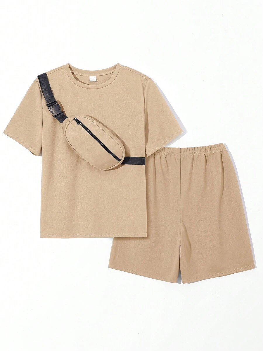 SHEIN Teenage Boys Stylish And Comfortable Short Sleeve Shorts With ...