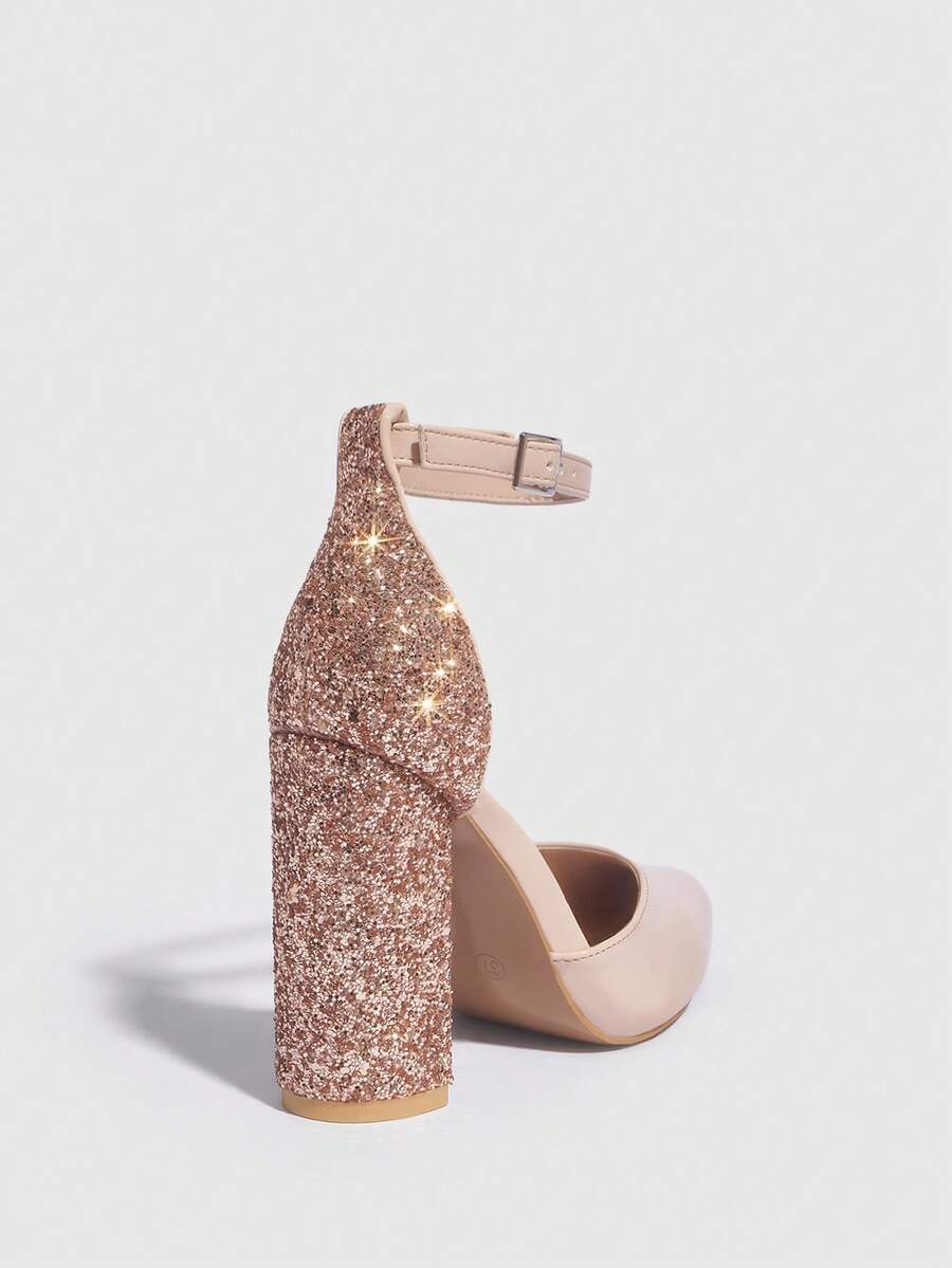 CUCCOO SZL Woman Shoes Pointed Toe Chunky Heel Color-Blocked Pumps ...