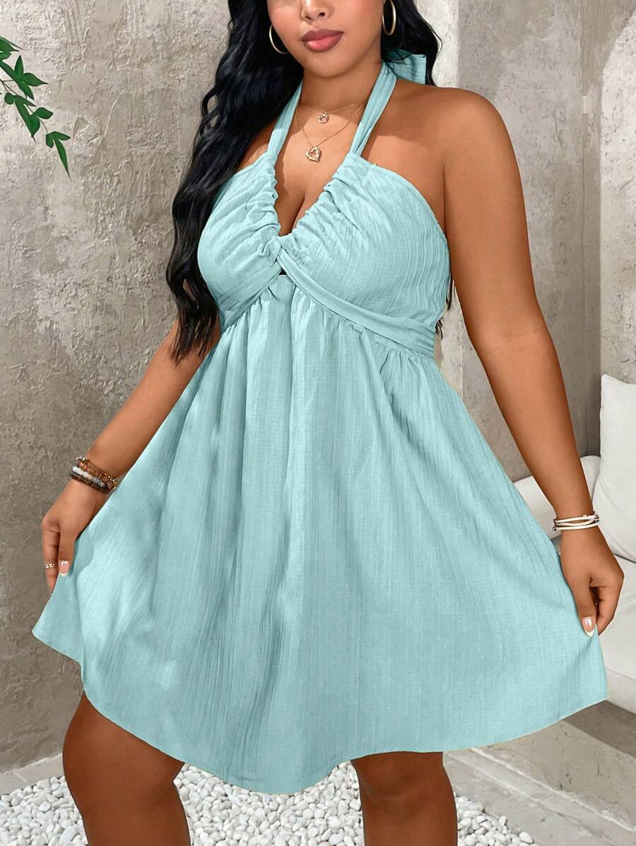 SHEIN Holidaya Plus Size Dames Effen Eenvoudige Dagelijkse Jurk | SHEIN Nederland