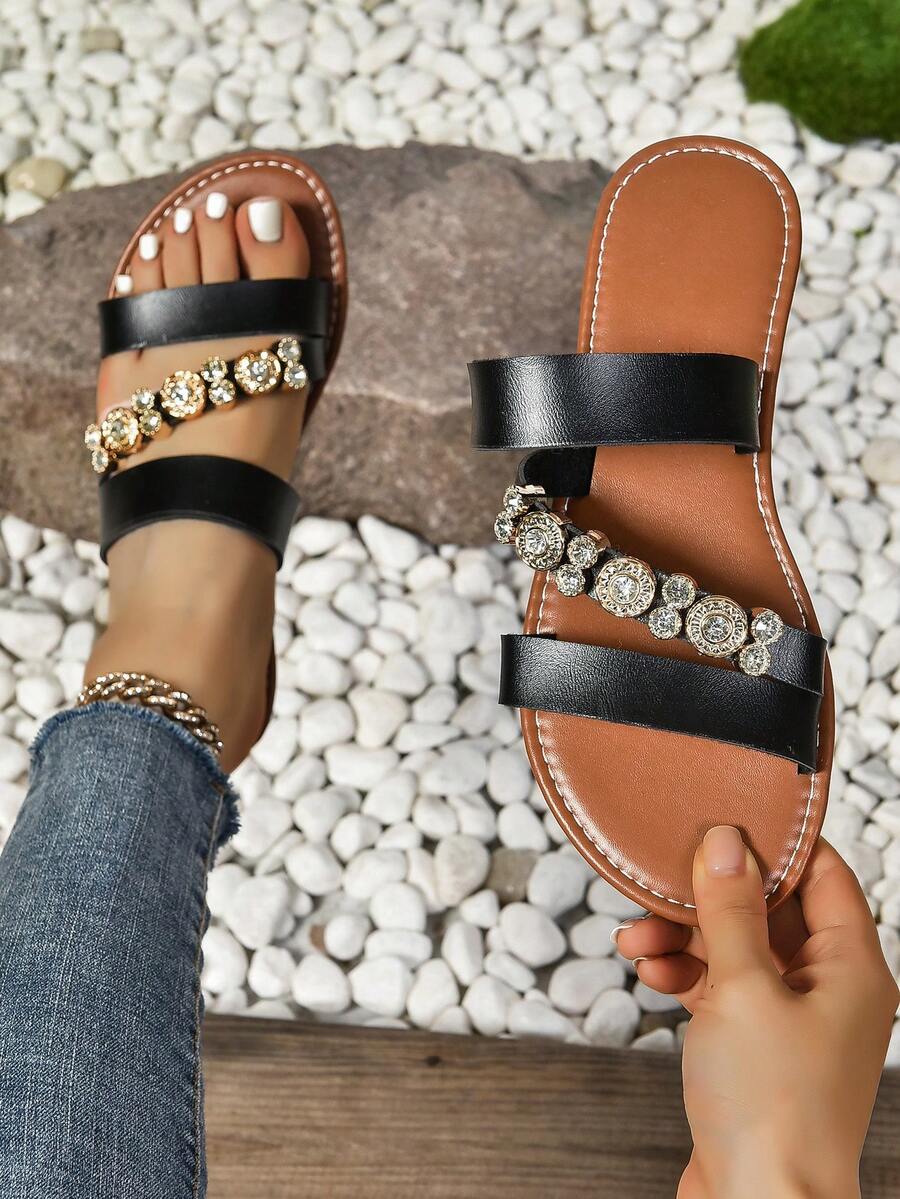 New Sweet Roman Style Pearl Woven White Flat Sandals For The Beach ...