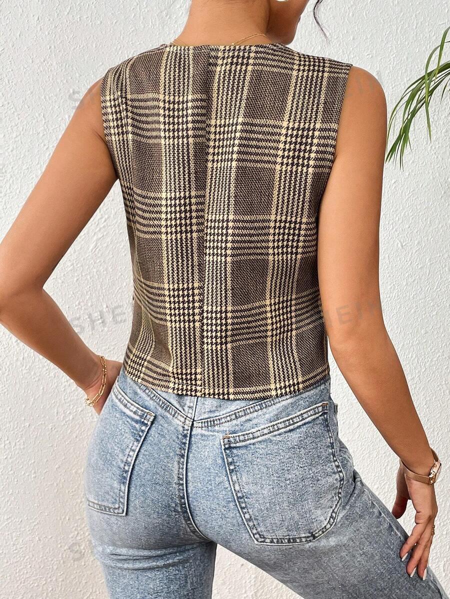SHEIN Frenchy European And American Style Vintage Checkered Summer ...