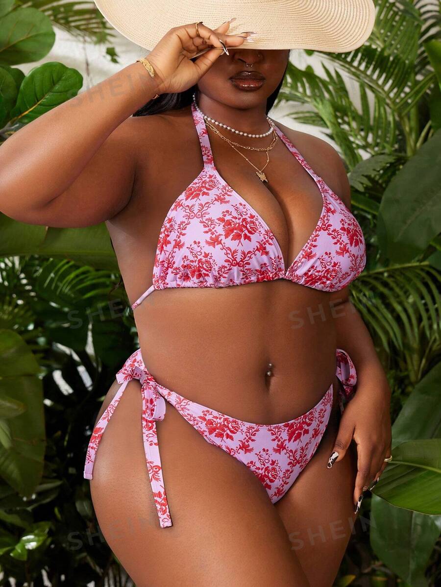 Shein Swim Vcay Summer Beach Plus Size Holiday Beach Flower Printed