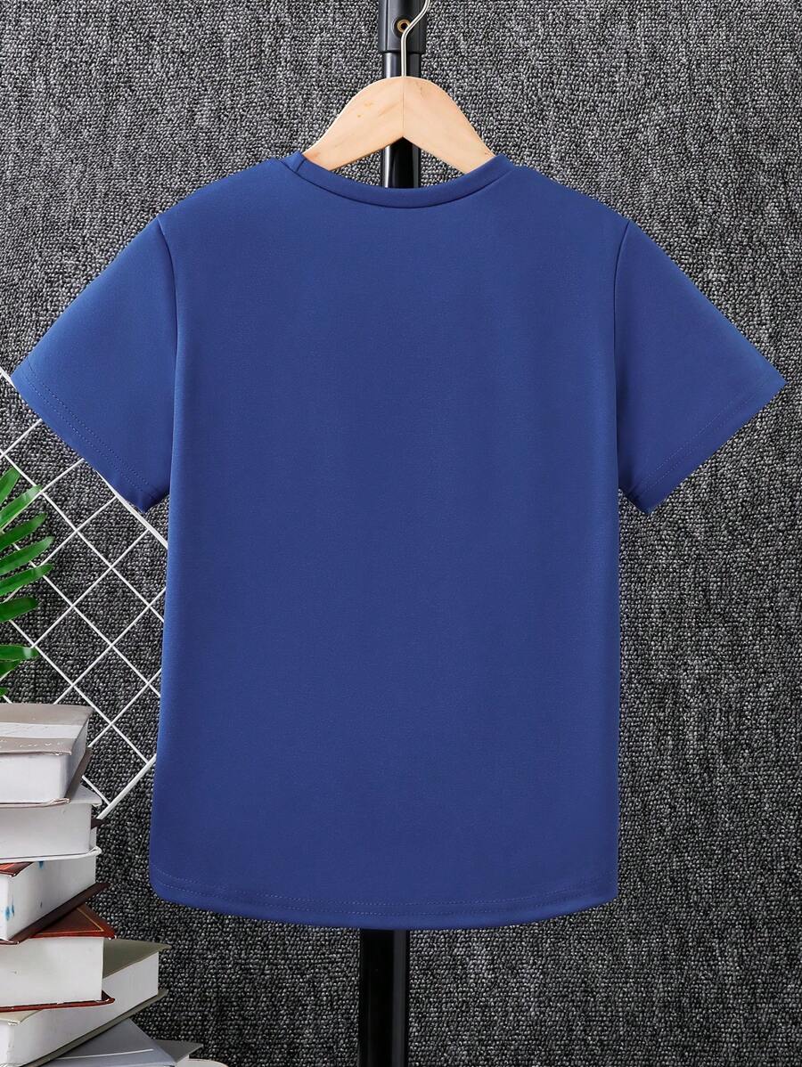 SHEIN Camiseta de manga corta para niño preadolescente para verano con estampado de eslogan ...