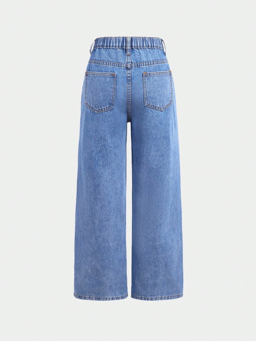 SHEIN Girlism Tween Girls Y2K Cut Out Ripped Baggy Straight Leg Denim ...