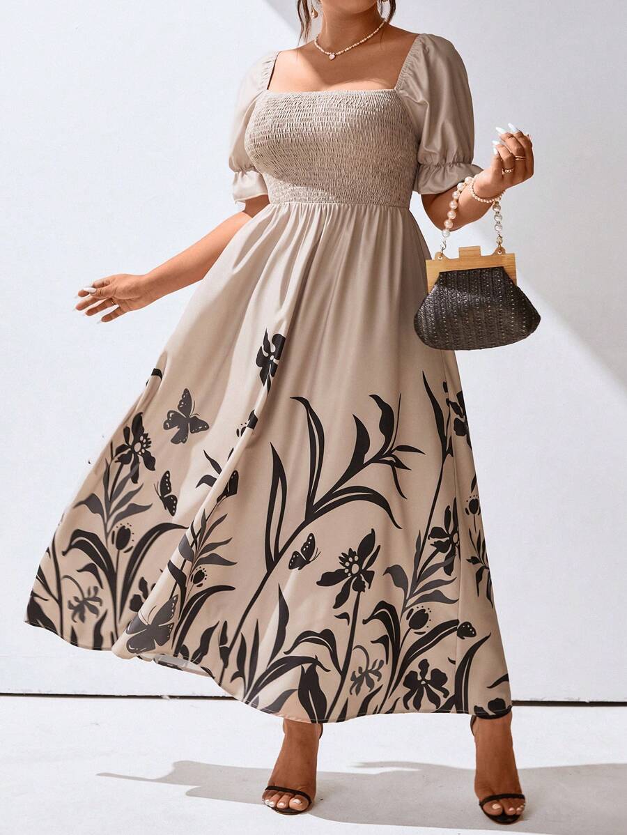 SHEIN Clasi Vestido Estampado para Férias de Verão Plus Size com ...