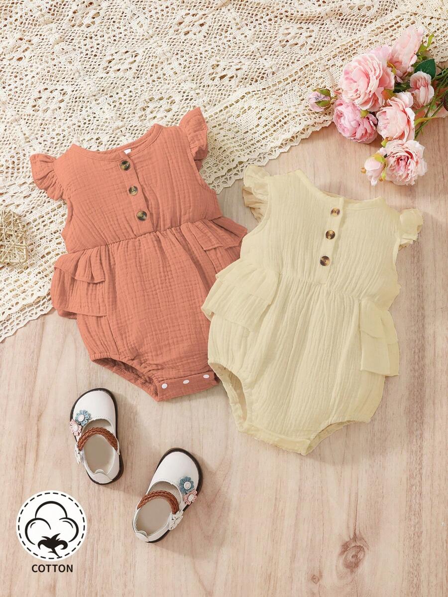 Conjunto de 2 piezas de body de algodón para bebé niña con pequeño ...