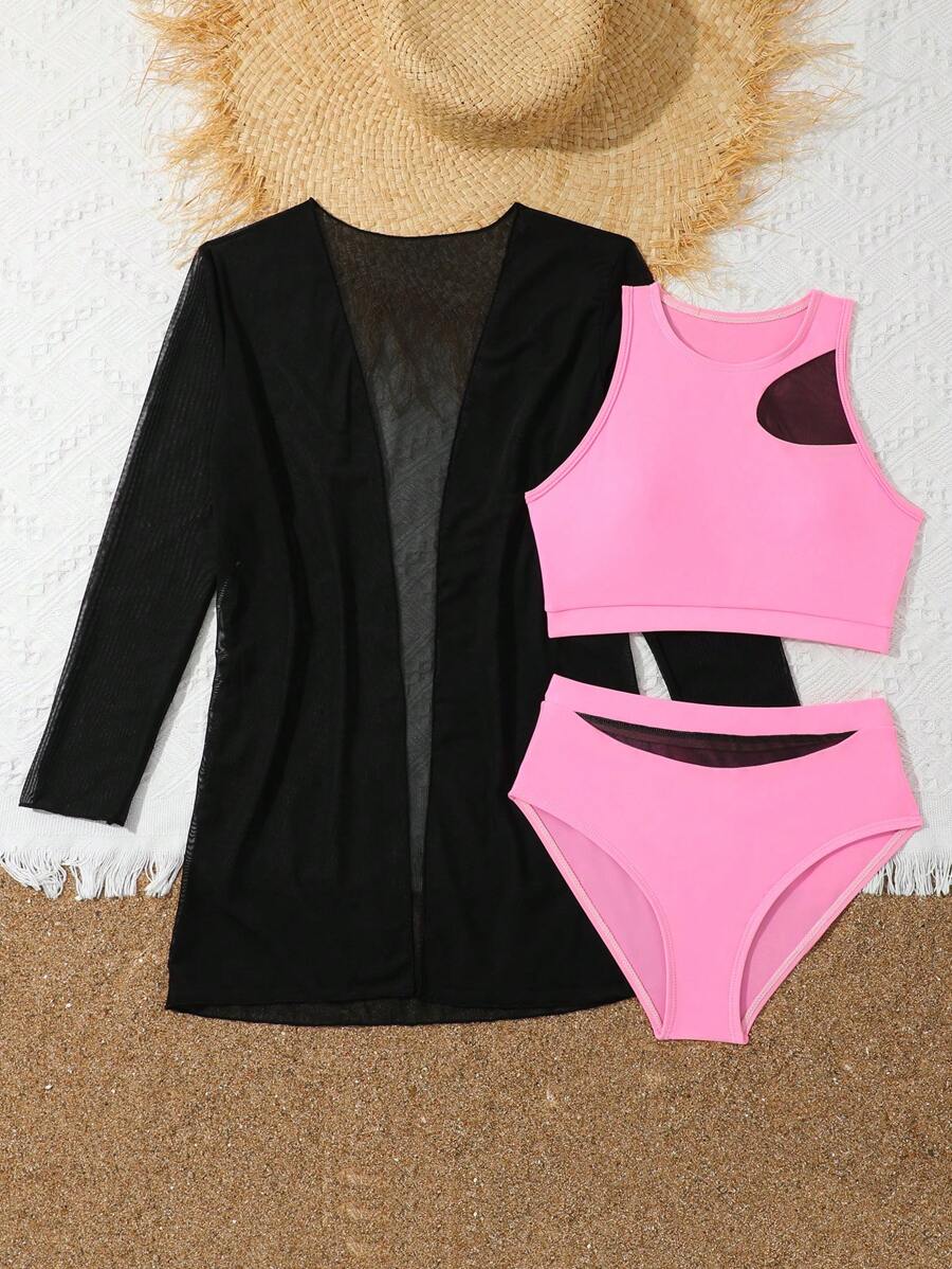 Conjunto de Biquíni de Cor Sólida da Moda para Meninas Adolescentes ...