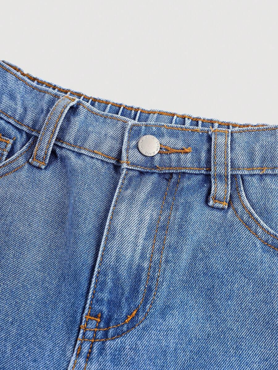 SHEIN Tween Girls Y2K Cut Out Ripped Baggy Straight Leg Denim Jeans ...