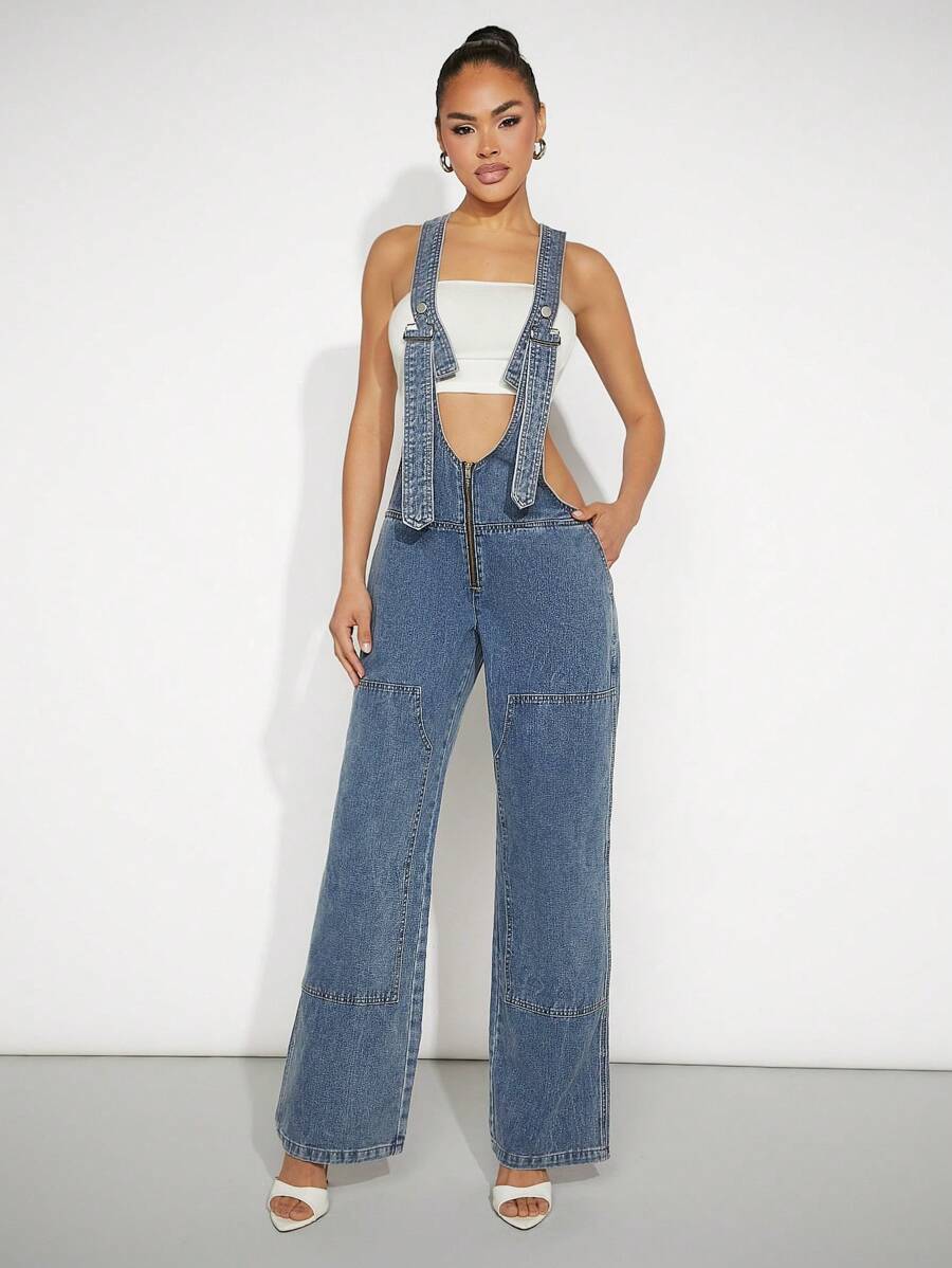SHEIN Unity Women's Denim Overalls And Jumpsuits | SHEIN USA