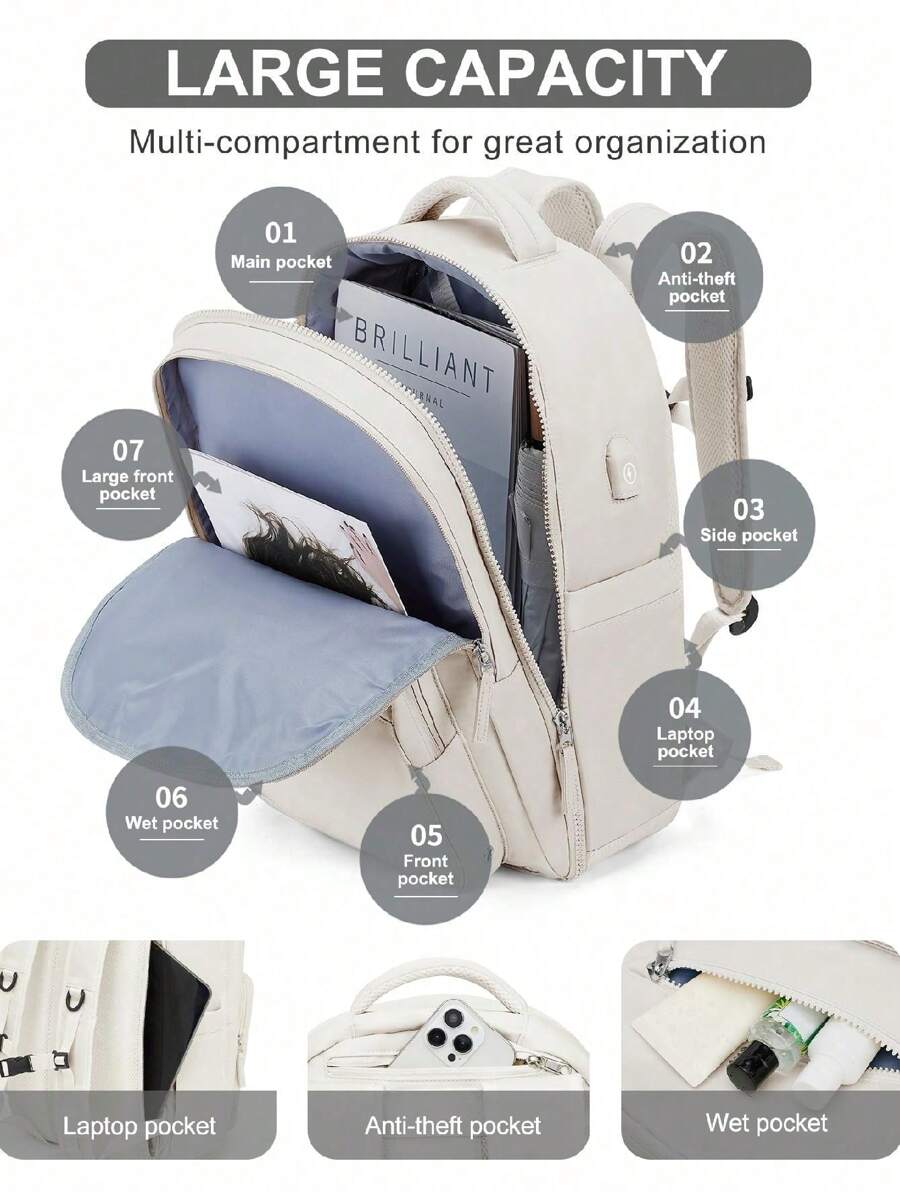 Laptop Backpack, Business Travel Backpack With USB Charging Slit For ...