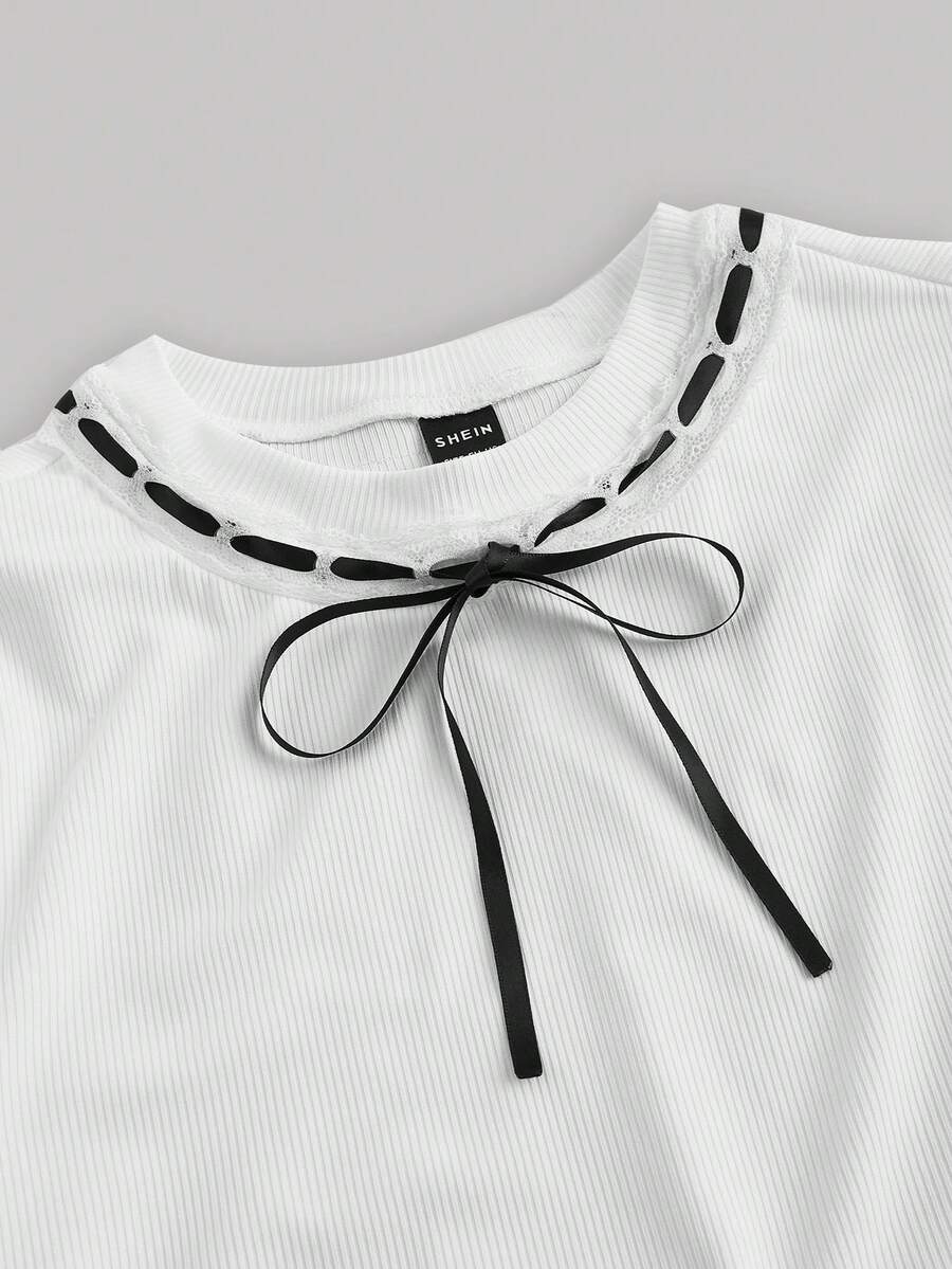 SHEIN MOD White Ballet Style Fishtail Crop Dress With Color Block And ...