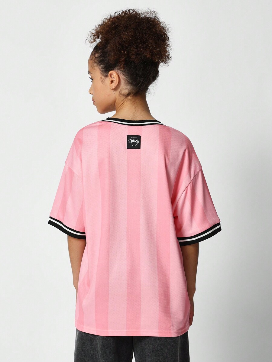 SUMWON Tween Girl Football Jersey Tee With Wrap Around Print | SHEIN EUR