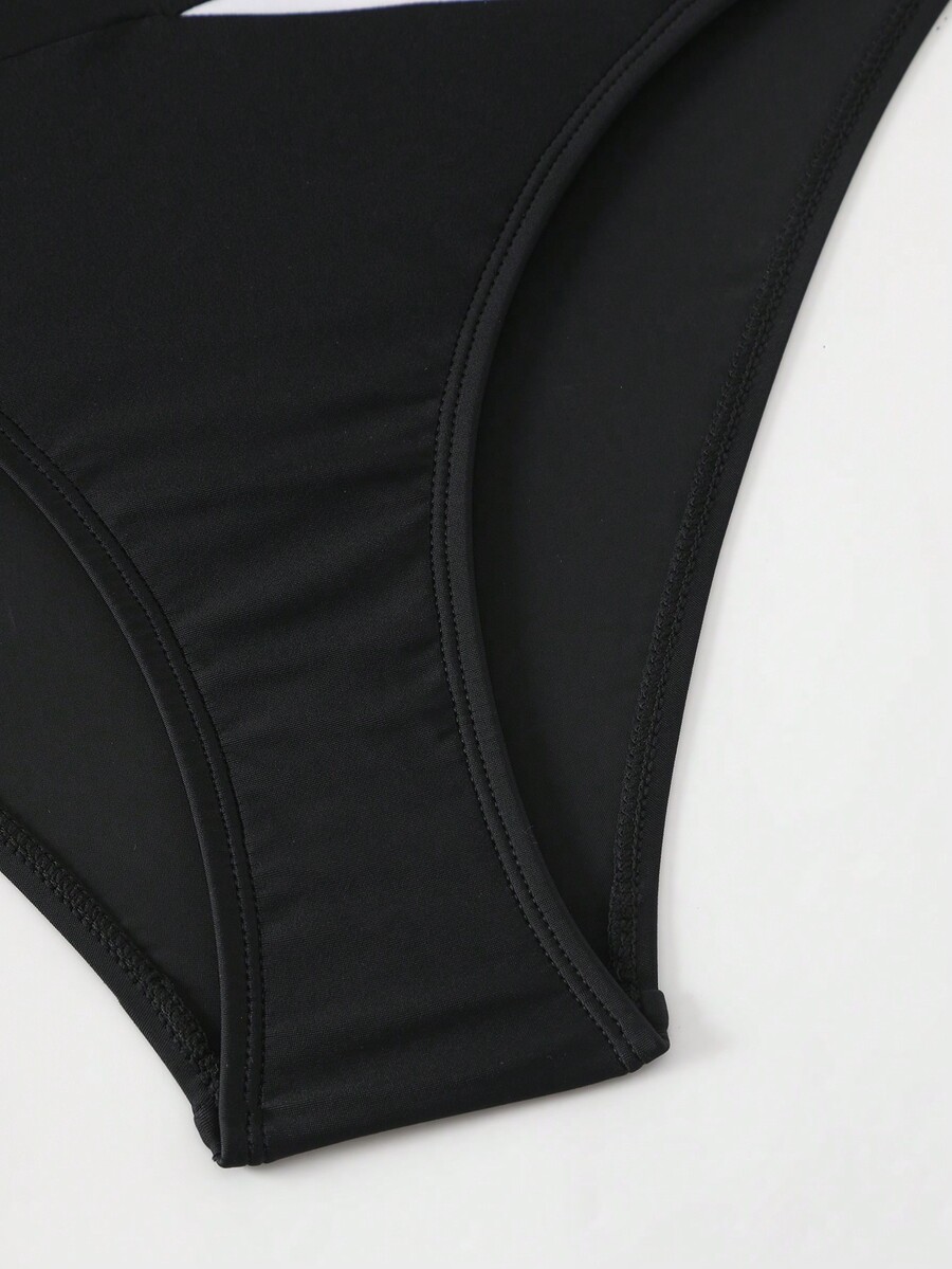 Shein Vcay Parte Inferior Do Traje De Banho Com Color Block Para Praia