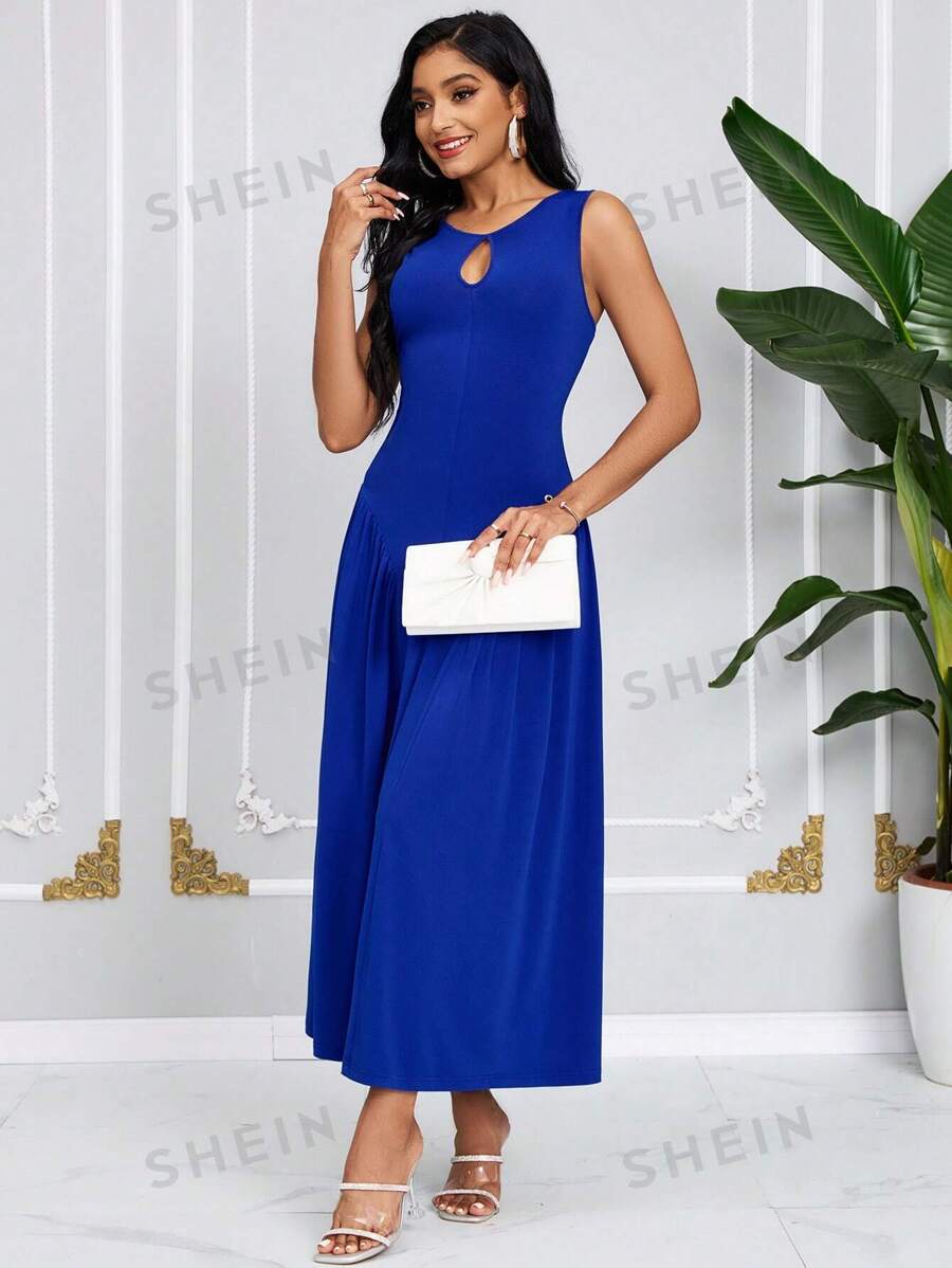 SHEIN Lady Summer Women's Blue Dress For Graduation Ceremony, Elegant ...