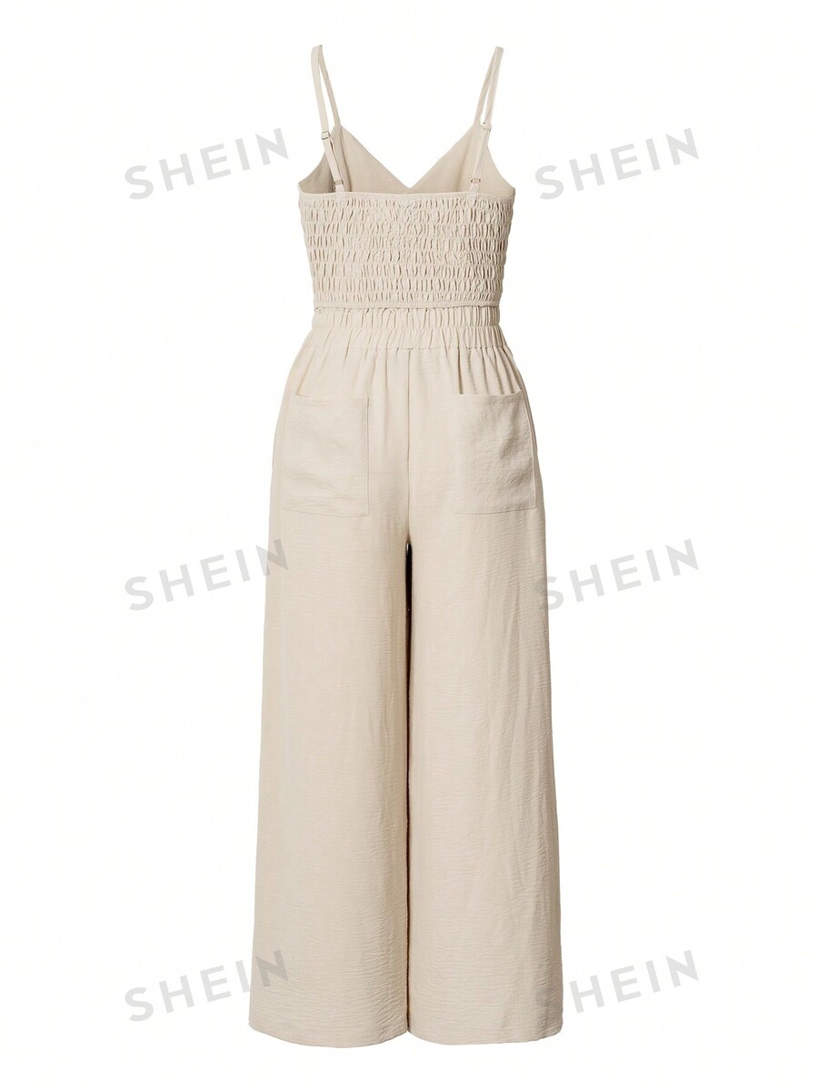 SHEIN Essnce Ladies' Solid Color Basic Spaghetti Strap Top And Pants ...