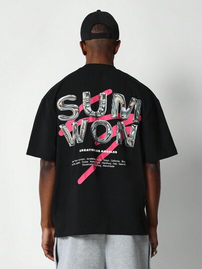 SUMWON Tee With Back Silver Balloon Print | SHEIN USA