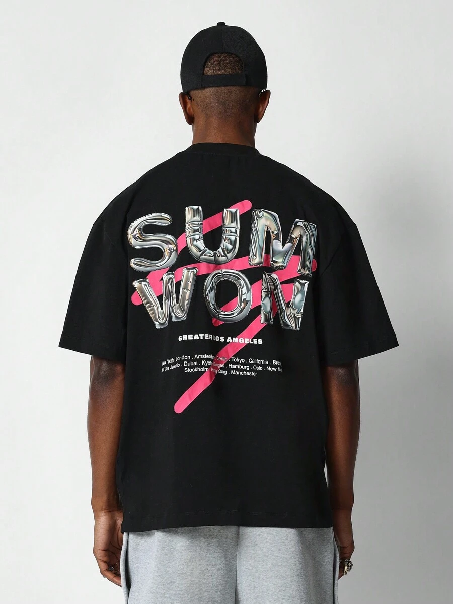 SUMWON Tee With Back Silver Balloon Print | SHEIN USA