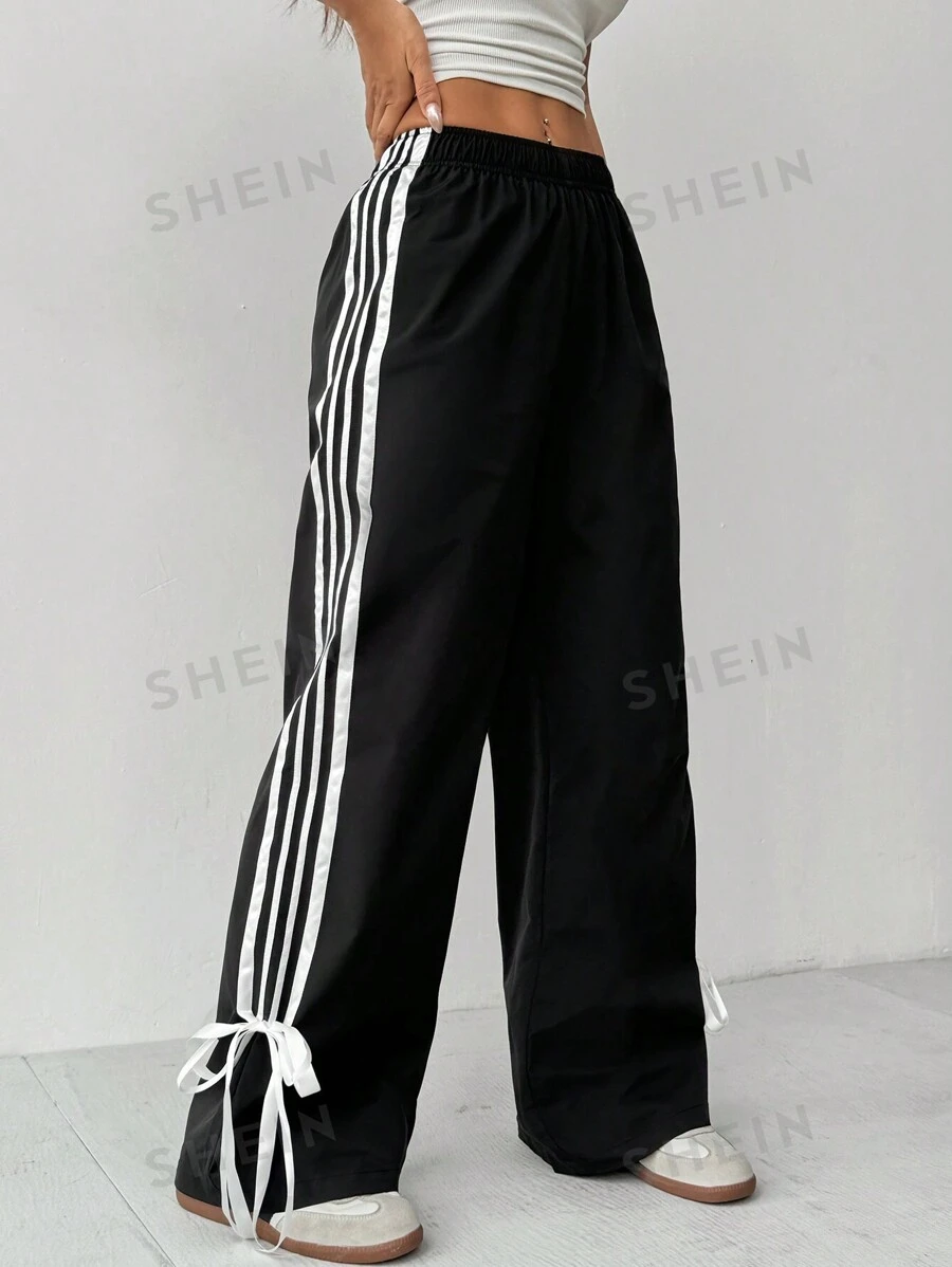 SHEIN PETITE Women's Color Block Belt Simple Daily Long Pants | SHEIN USA