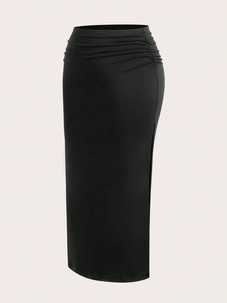 SHEIN EZwear Gestrickter Enger Rock Große Größen Für Frauen -schwarz ...