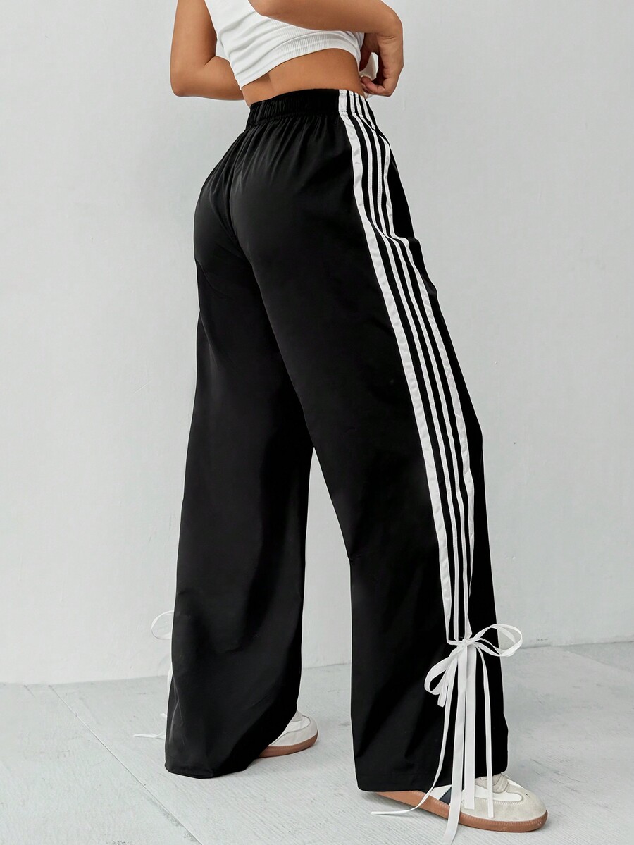 SHEIN PETITE Women's Color Block Belt Simple Daily Long Pants | SHEIN USA