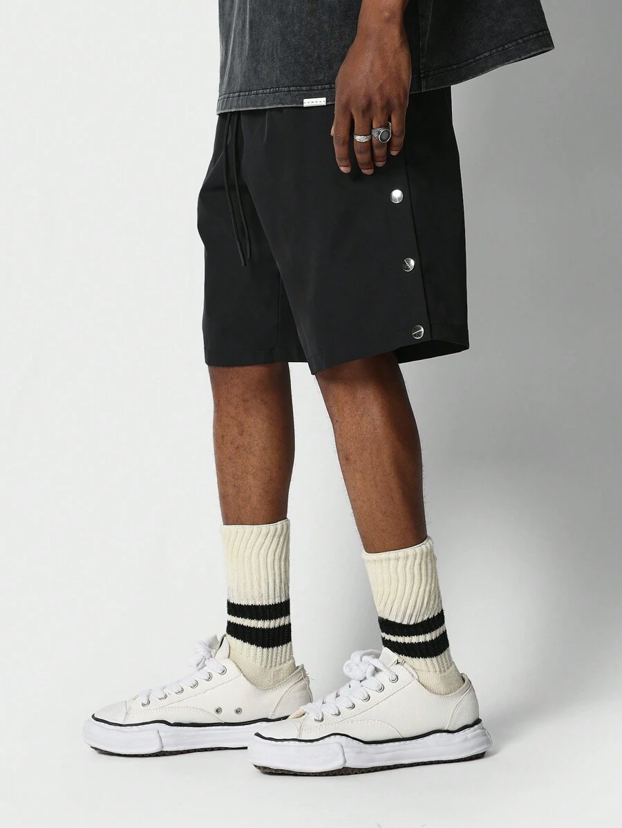 SUMWON Nylon Drop Crotch Jorts With Side Snaps | SHEIN Singapore