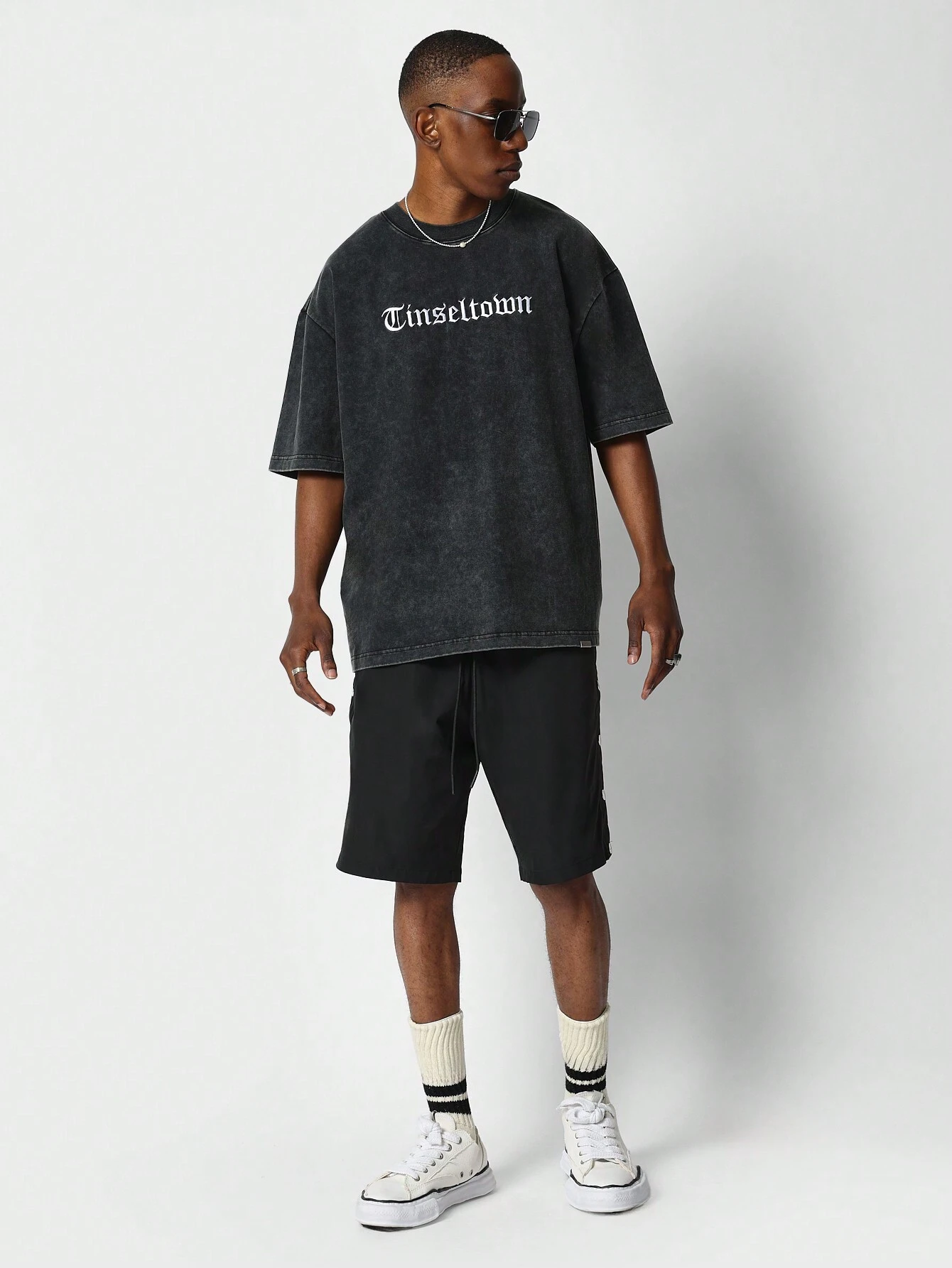 SUMWON Nylon Drop Crotch Jorts With Side Snaps | SHEIN EUR