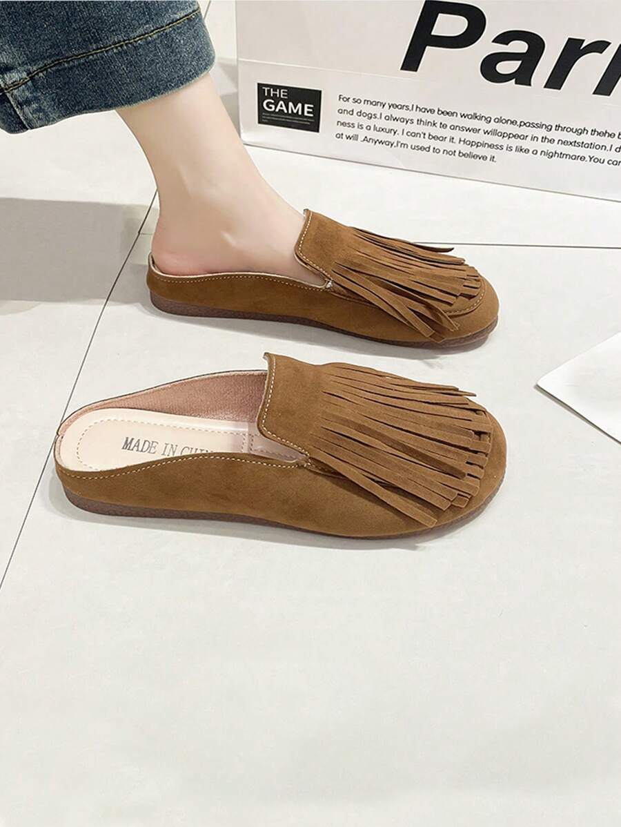 Casual Fringed Ballerina Flats With Soft Sole, Vintage Forest Girl ...