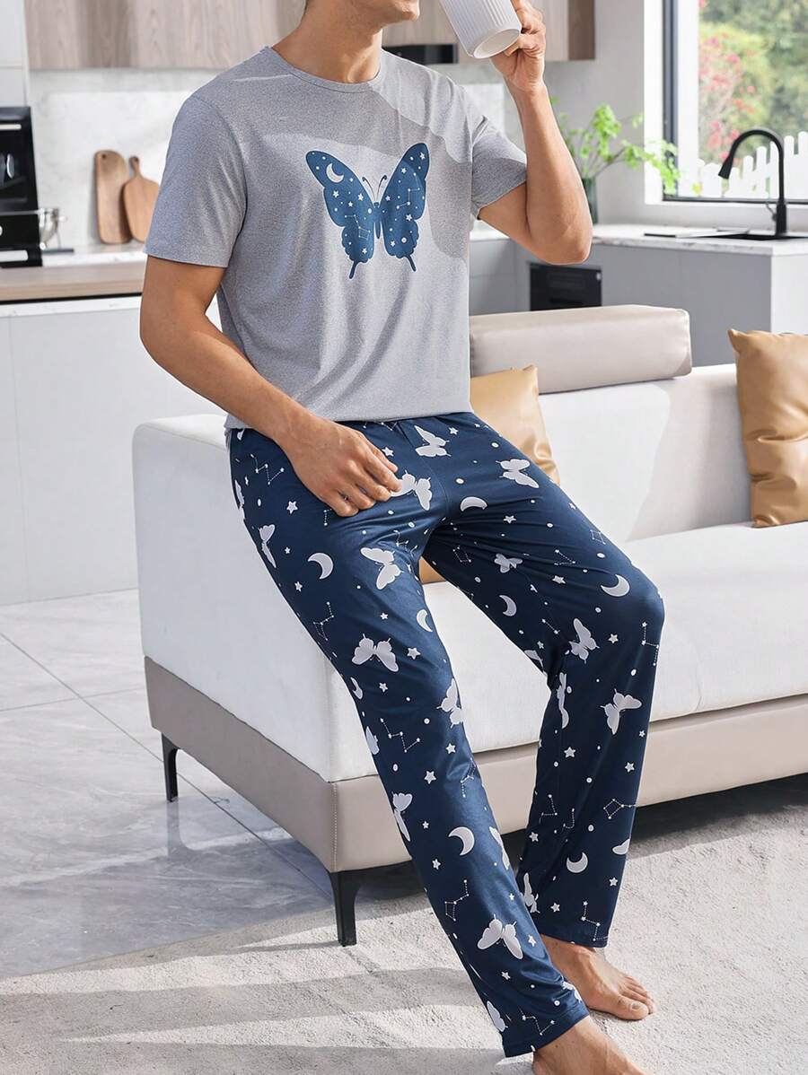 Conjunto De Ropa Para El Hogar Para Hombres Con Mangas Cortas Y ...