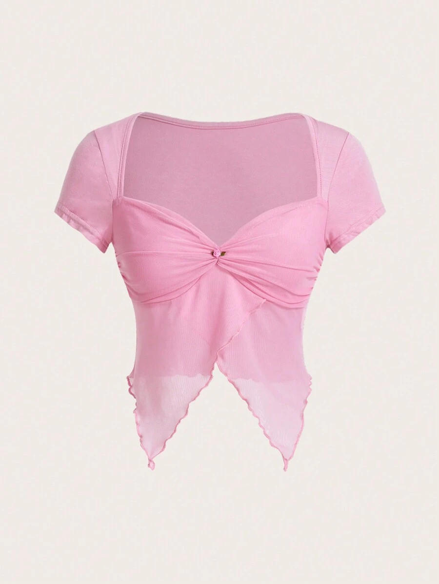 Sweetina Y2k Summer Spring Outfits Square Neckline Ruched Chest ...