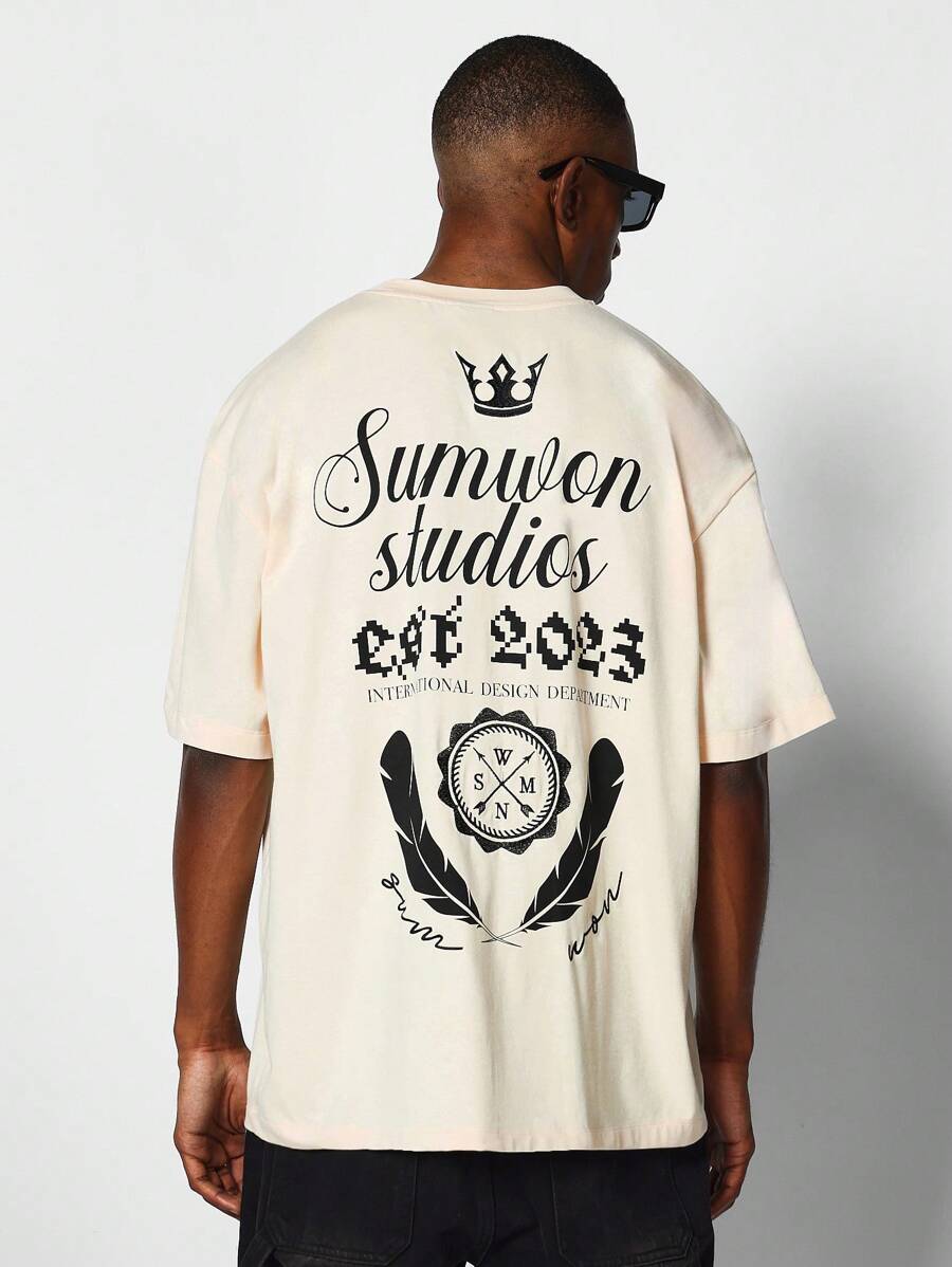 SUMWON Tee With Front And Back Graphic Print College Ready | SHEIN USA