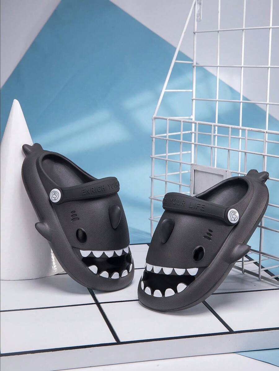 1pair Kids' Fashionable Cartoon Shark Outdoor Slip-Resistant Eva Garden ...