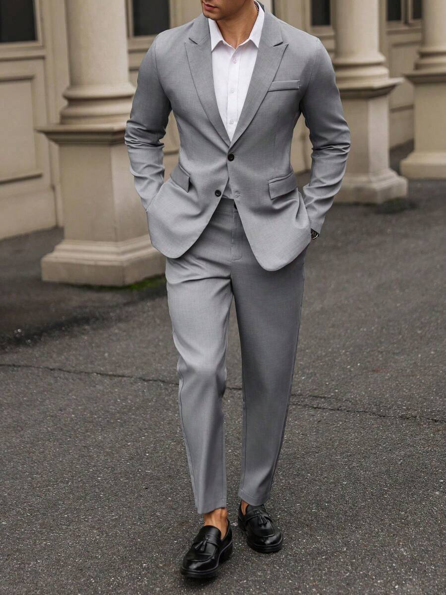 Manfinity Mode Men Spring And Autumn Casual Solid Color Turn-Down ...