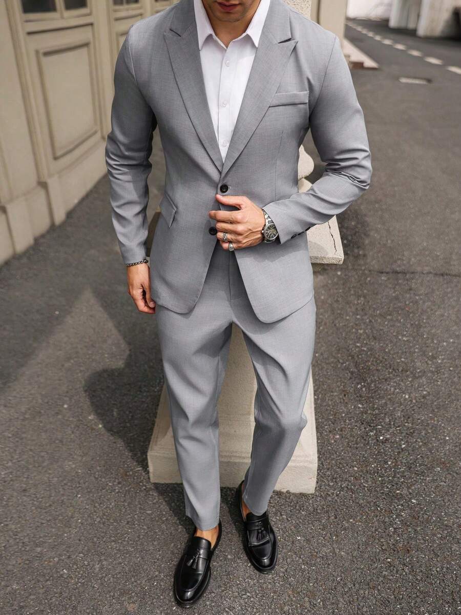 Manfinity Mode Men Spring And Autumn Casual Solid Color Turn-Down ...