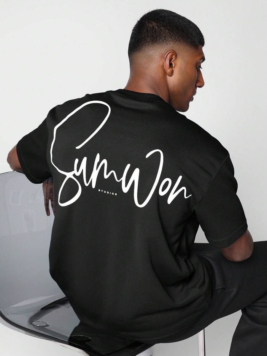 SUMWON Heavyweight Premium Tee With Back Graphic Print | SHEIN USA