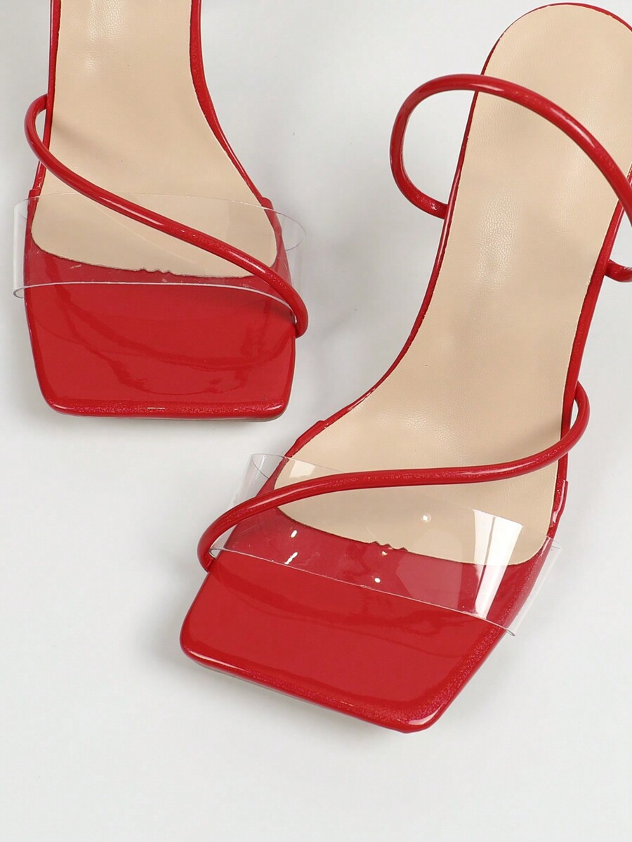 Women's Red High Heel Sandals With Open Toe, Sexy And Simple ...
