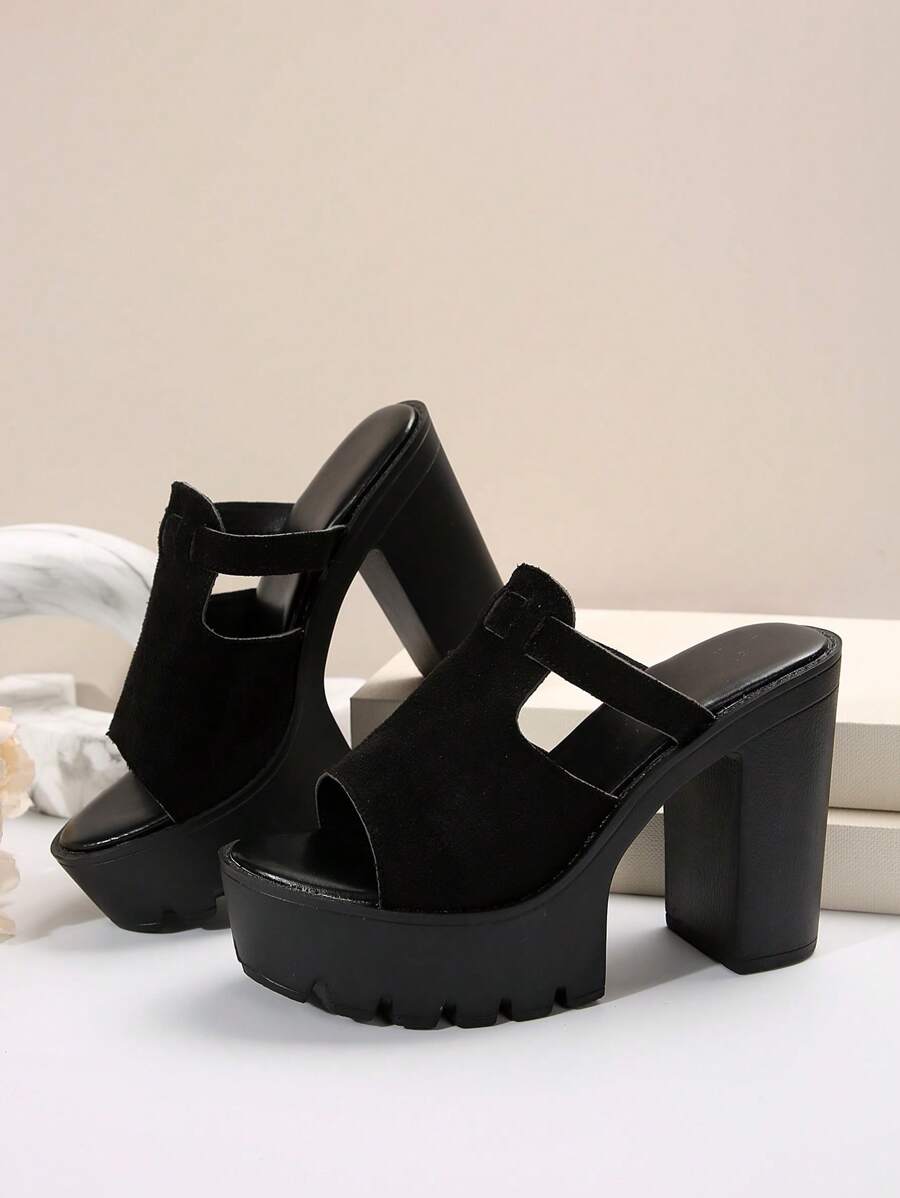 ส้นเตารีด Peep-head เซ็กซี่แพลตฟอร์มรองเท้าแตะหนาด้านล่างสำหรับผู้หญิง ...