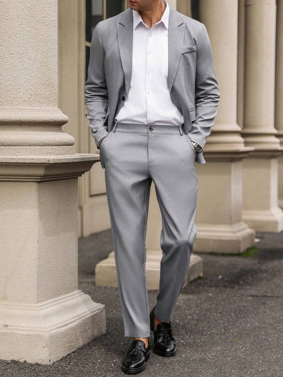 Manfinity Mode Men Spring And Autumn Casual Solid Color Turn-Down ...