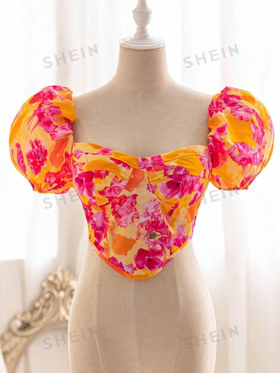 SHEIN WYWH Women's Romantic And Casual Garden Tea Party Blouse For ...