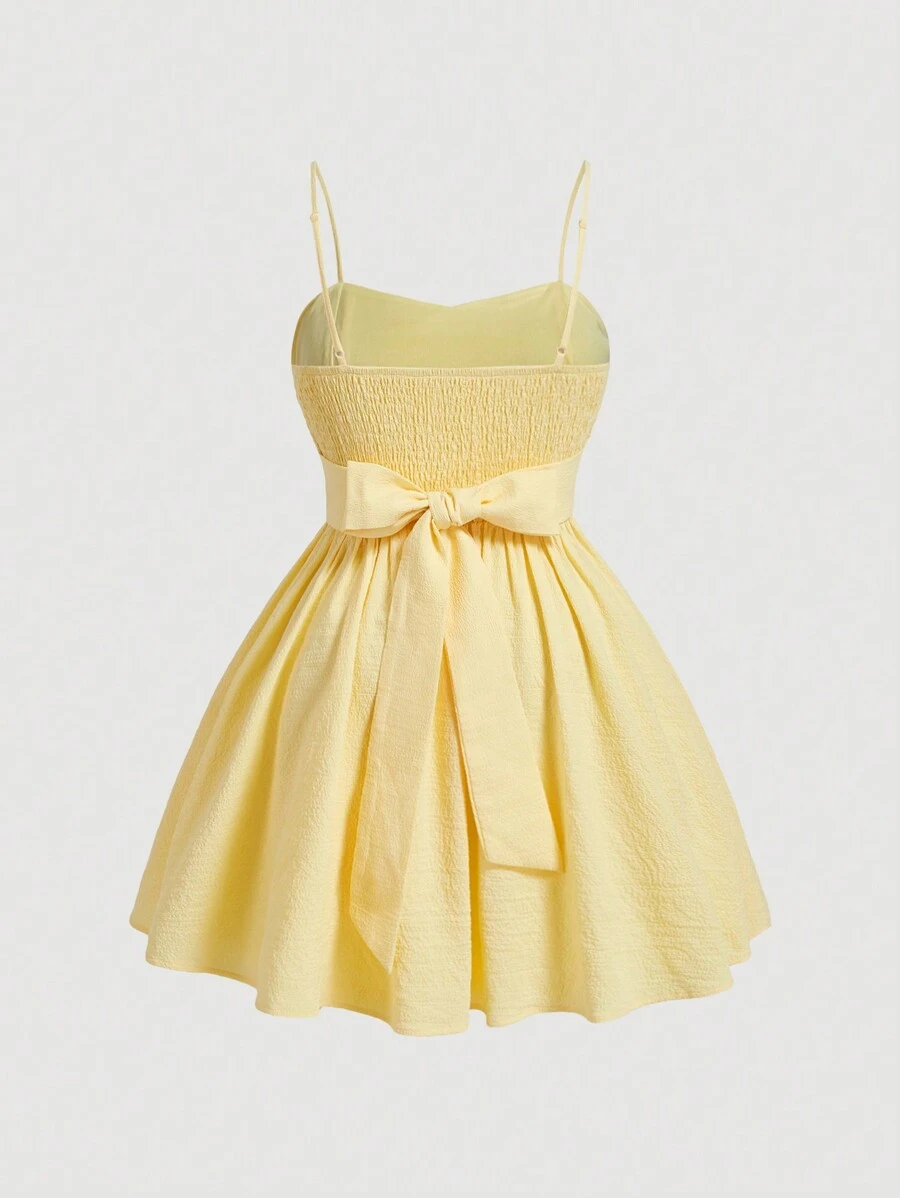 SHEIN MOD Summer Romantic Back-Tied Bow Sundress In Light Yellow ...