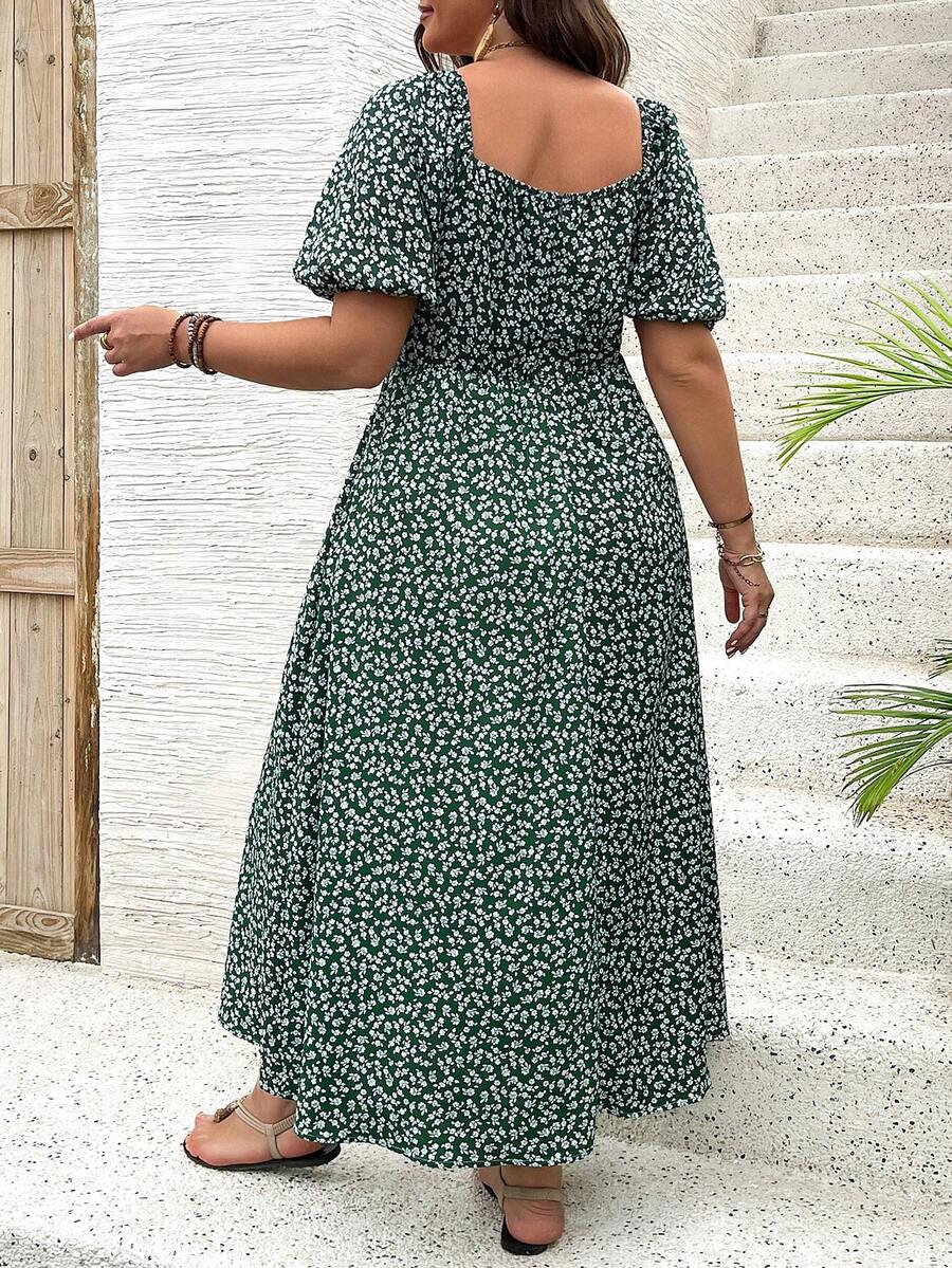 Shein Vcay Plus Size Womens Elegant Summer Holiday Ditsy Floral Front